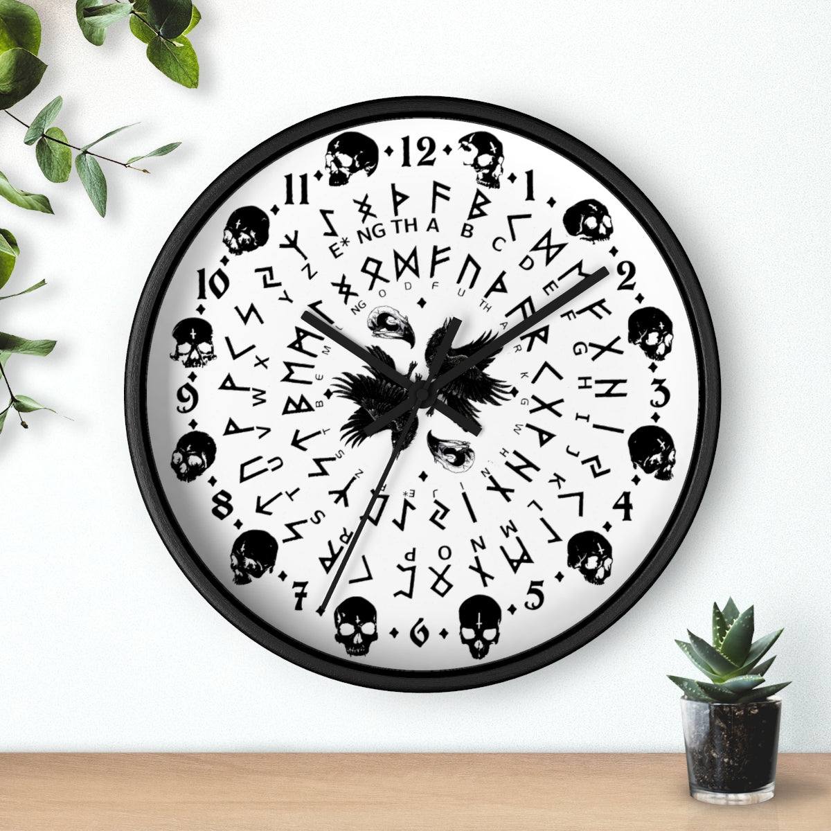 Huginn and Muninn. Odin Wall clock - Pagan, Rune and moon cycle clock ...